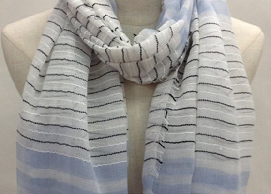 China supplier three colors stripe yarn dyed fabric spring summer scarf 80*190cm100% Polyester keep fashion chiffon