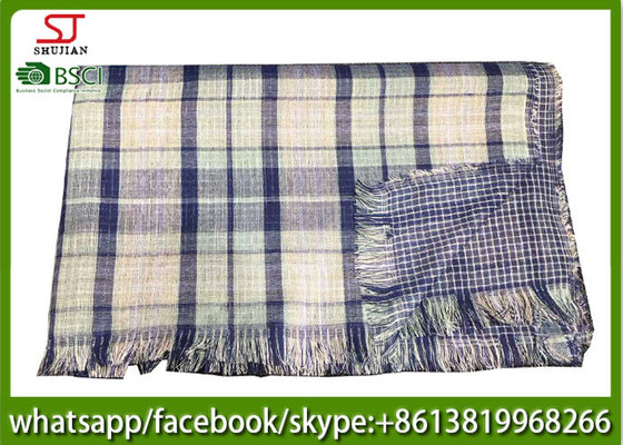 Chinese supplier frayed plaid grid two side summer spring  thin tassel scarf  70*190cm 150g 100%polyester shawl exporter