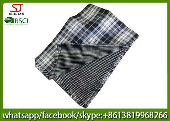 Chinese supplier frayed plaid grid two side summer spring  thin tassel scarf  70*190cm 150g 100%polyester shawl exporter