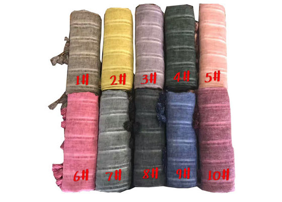 Chinese supplier spring summer thin tassel scarf  100*190cm 125g 50%linen 50%cotton shawl exporter