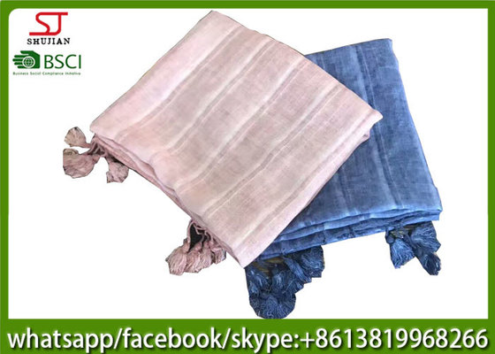 Chinese supplier spring summer thin tassel scarf  100*190cm 125g 50%linen 50%cotton shawl exporter