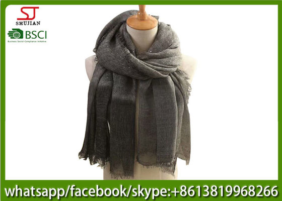 Chinese supplier lightweight sequins spring summer thin tassel scarf  100*200cm 160g wool shawl keep fashion