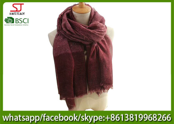 Chinese supplier lightweight sequins spring summer thin tassel scarf  100*200cm 160g wool shawl keep fashion