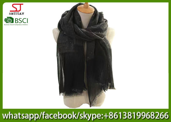 Chinese supplier lightweight sequins spring summer thin tassel scarf  100*200cm 160g wool shawl keep fashion