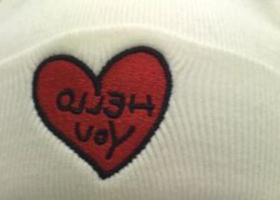 Chinese manufactuer  red heart embroidered knitting stripe hat  cap  beanie 79g 20*22cm 100%Acrylic keep warm