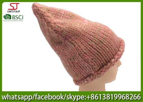 Chinese manufactuer winter knitting hat  cap with brim beanie 100g 23*27cm 100%Acrylic keep warm
