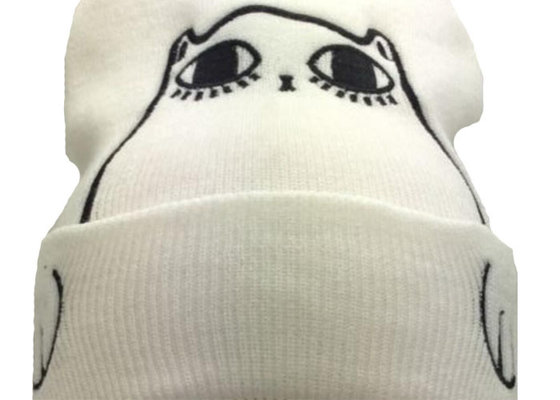 Chinese manufactuer cat hawk embroidered winter knitting patterns for hat  cap 50g 20*22cm 100%Acrylic keep warm