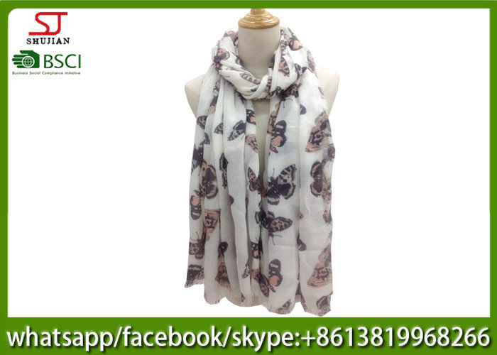 China manufactuer buttlefly print scarf 100% Acrylic 82*200cm shawl  hijab online wholesale exporter