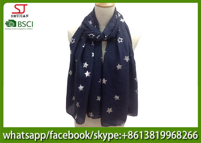 China supplier silver star iron shawl gilding spring summer scarf  70*180cm 20%Cotton 80%Polyester sun protection