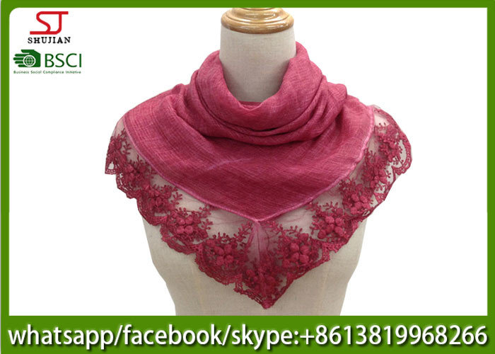 Chinese factory embroider square lace thin scarf 100% Polyester 100*100cm spring summer autumn keep fashion