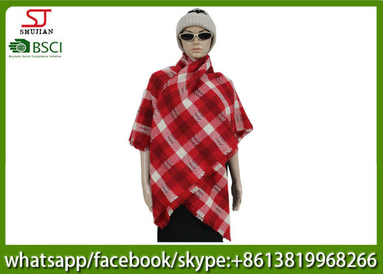 239g140*140cm100%Acrylic woven plaid poncho Hot sale high quality factory  keep warm jacquard fashion scarf