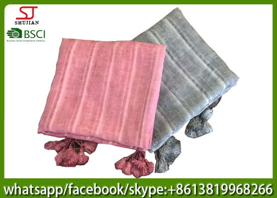 Chinese supplier spring summer thin tassel scarf  100*190cm 125g 50%linen 50%cotton shawl exporter