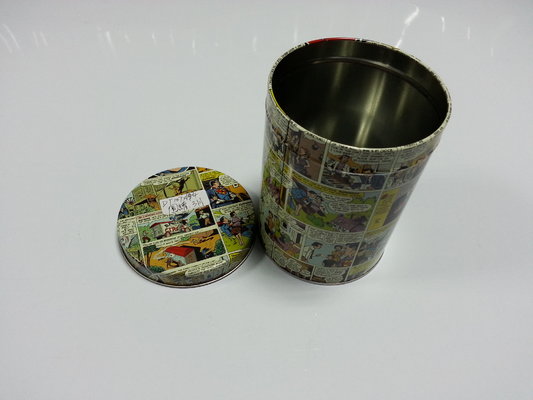 Printed Tinplate Round Tin Candy Containers For Popcorn / Spices Storage