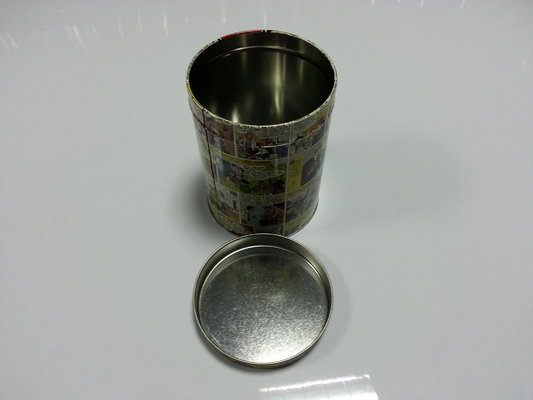 Printed Tinplate Round Tin Candy Containers For Popcorn / Spices Storage
