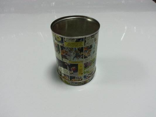 Printed Tinplate Round Tin Candy Containers For Popcorn / Spices Storage