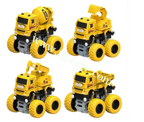 Plastic Pull Back Friction Powered Construction Engineering Vehicle Dump Crane Mixer Truck Kids Toy Car 12 Piece Display