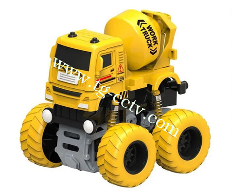 Plastic Pull Back Friction Powered Construction Engineering Vehicle Dump Crane Mixer Truck Kids Toy Car 12 Piece Display