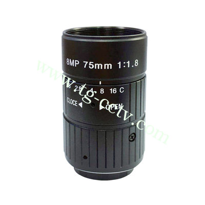 HD 8MP 75mm CCTV Camera C Mount Lens Manual Iris Manual Focus F1.8 Aperture 1" Image Format Industrial Camera Lens