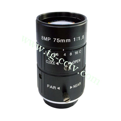 HD 8MP 75mm CCTV Camera C Mount Lens Manual Iris Manual Focus F1.8 Aperture 1" Image Format Industrial Camera Lens
