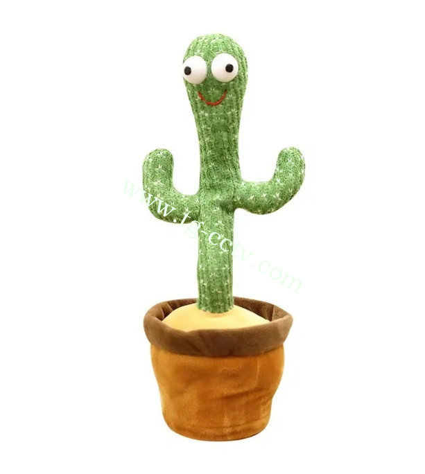 Hot USB Charging Cute Dancing Flower Pot Plush Cactus Doll Electronic Twist Sing Swing Stuffed Plush Toy Talking Cactus
