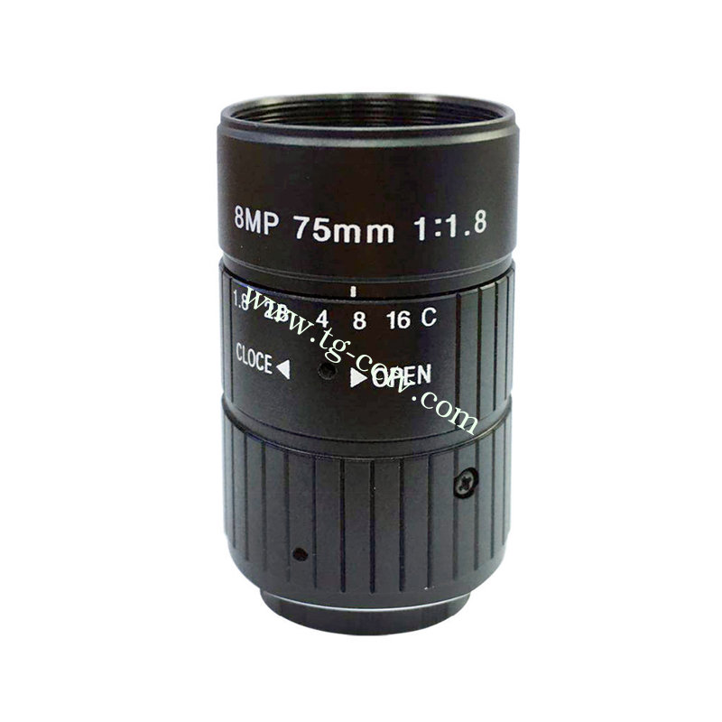 HD 8MP 75mm CCTV Camera C Mount Lens Manual Iris Manual Focus F1.8 Aperture 1" Image Format Industrial Camera Lens