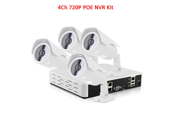 sistema de 4Ch 720P POE NVR con la visión nocturna los 30M de la cámara de Onvif de la prenda impermeable de la bala del IR