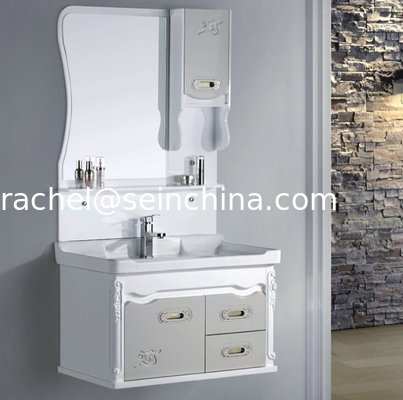 PVC bathroom vanity / wall cabinet / hanging cabinet / walnut color for bathroom supplier