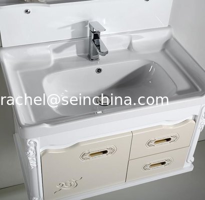 PVC bathroom vanity / wall cabinet / hanging cabinet / walnut color for bathroom supplier