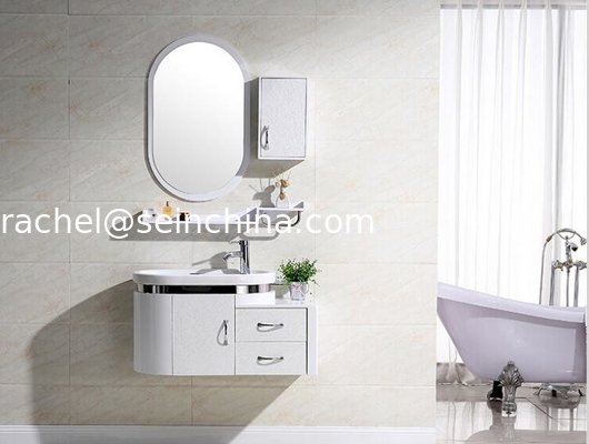 80 X48/cm PVC bathroom cabinet/ wall cabinet /white color with mirror for bathroom supplier