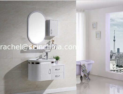 80 X48/cm PVC bathroom cabinet/ wall cabinet /white color with mirror for bathroom supplier