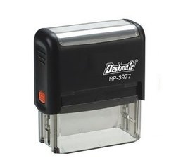 Black Deskmate rectangle Monogram and Large message self inking rubber stamps