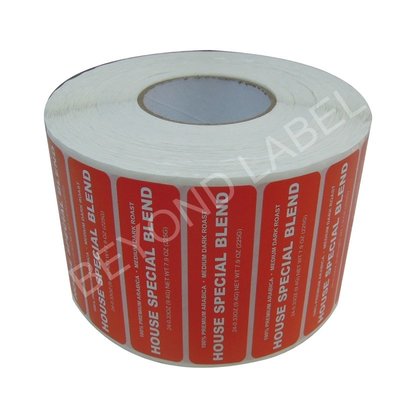 Self Adhesive Paper Labels For Coffee , Fancy Custom Self Adhesive Product Labels