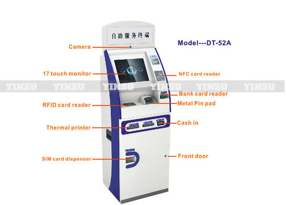Indoor DT-52A self kiosk payment machine accept cash /bank card payment