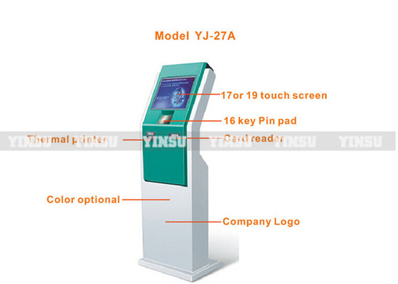 Ticket Dispenser Kiosk Video Teller Machine Swipe Card Reader For Information System