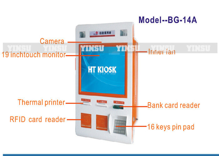 Inner Fan ATM Machine Kiosk Customized Color With 19 Inch Sensitive Screen