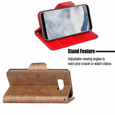 Luxury Classical Flip Leather Magnetic Wallet Card Holder Stand Phone Case Cover For Samsung S8