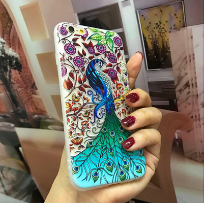 2017 New Gifts Series High Quality 3D Relief Painted Pattern Butterfly flower clear transparent tpu phone case for iphon