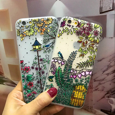 2017 New Gifts Series High Quality 3D Relief Painted Pattern Butterfly flower clear transparent tpu phone case for iphon