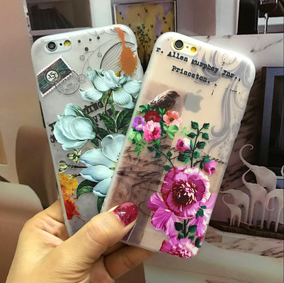 2017 New Gifts Series High Quality 3D Relief Painted Pattern Butterfly flower clear transparent tpu phone case for iphon