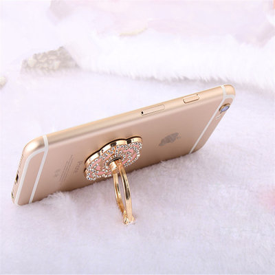 2017 Gifts Cute Universal Metal 360 degrees rotation peacock metal diamond sucker finger phone ring holder for iPhone6 7