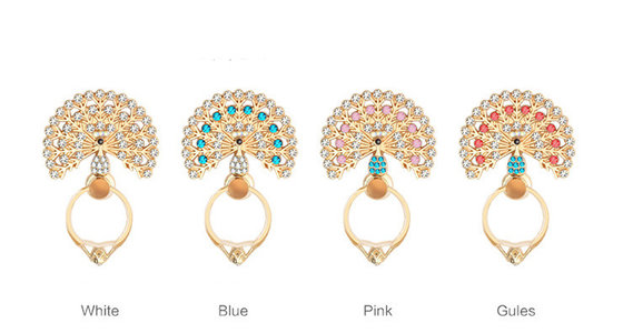 2017 Gifts Cute Universal Metal 360 degrees rotation peacock metal diamond sucker finger phone ring holder for iPhone6 7