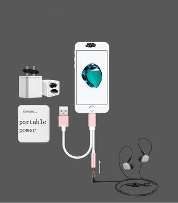 2 in 1 Charge and Audio Iphone 7 8 Earphone Headphone Jack Adapter Connector Cable 3.5mm Aux Headphone Jack