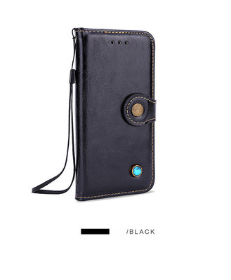 For iphone 8 Retro Cow Real Genuine Leather Wallet Credit Button Card kickstand Phone Case Cover with a lanyard