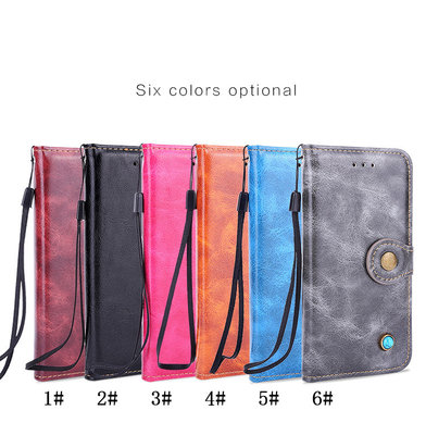 For iphone 8 Retro Cow Real Genuine Leather Wallet Credit Button Card kickstand Phone Case Cover with a lanyard