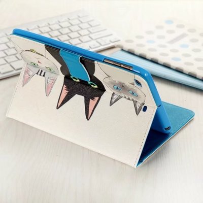 Ultra Slim Cat Cartoon  PU Leather Magnetic Light Weight Cover Tablet Case For iPad Air