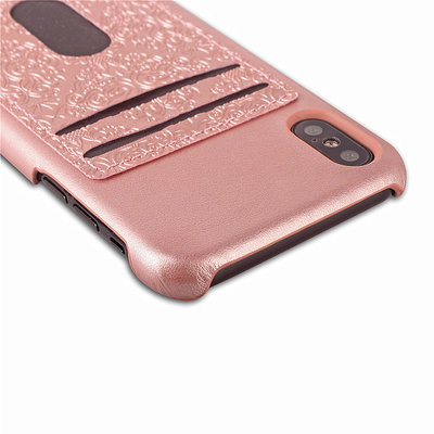ID Credit Card Slot Embossed Leather Back Phone Case For Iphone X,For iPhone X back case cover with card holders