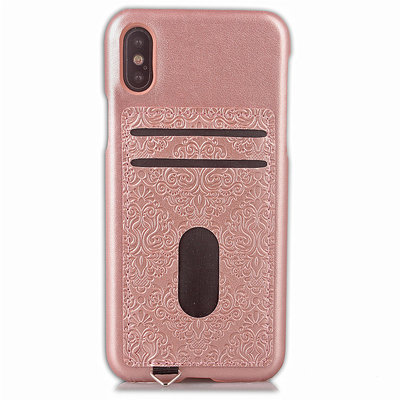 ID Credit Card Slot Embossed Leather Back Phone Case For Iphone X,For iPhone X back case cover with card holders