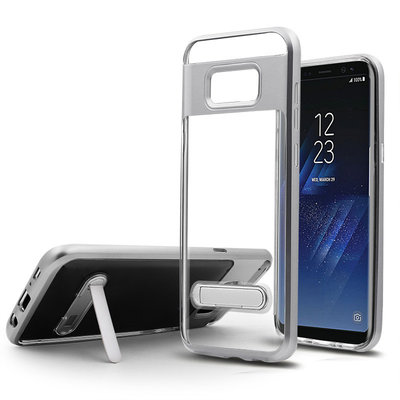 Kickstand Transparent Crystal Clear PC Back TPU Hybrid Protective Phone Case for Samsung Galaxy  S8 Plus