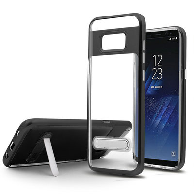 high quality kickstand crystal transparent TPU PC hybrid phone case for samsung galaxy s8