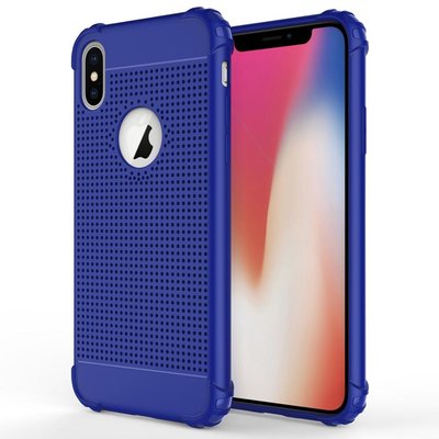 fashionable design net mesh heat dissipation back cover shockproof tpu phone case for iphone x